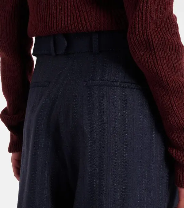 Dries Van Noten Belted Wool Wide-leg Pants