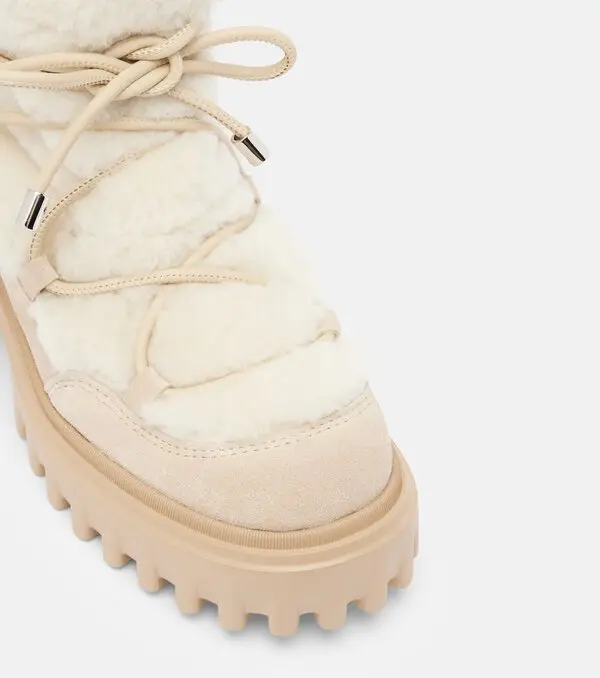 Hogan H700 Shearling-trimmed Suede Ankle Boots