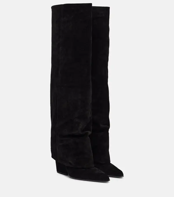 Paris Texas Jane 100 Suede Knee-high Boots - Black