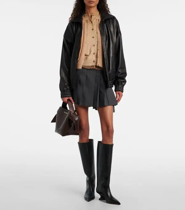 Paris Texas Knee-high Pointed Toe Leather Boots
