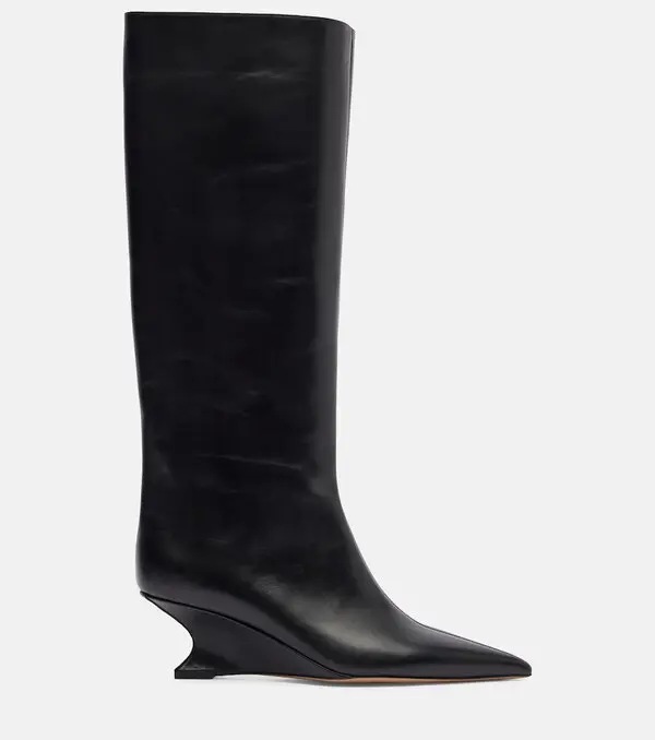 Paris Texas Knee-high Pointed Toe Leather Boots