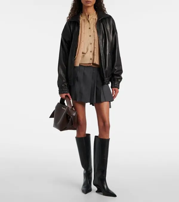 Paris Texas Knee-high Pointed Toe Leather Boots