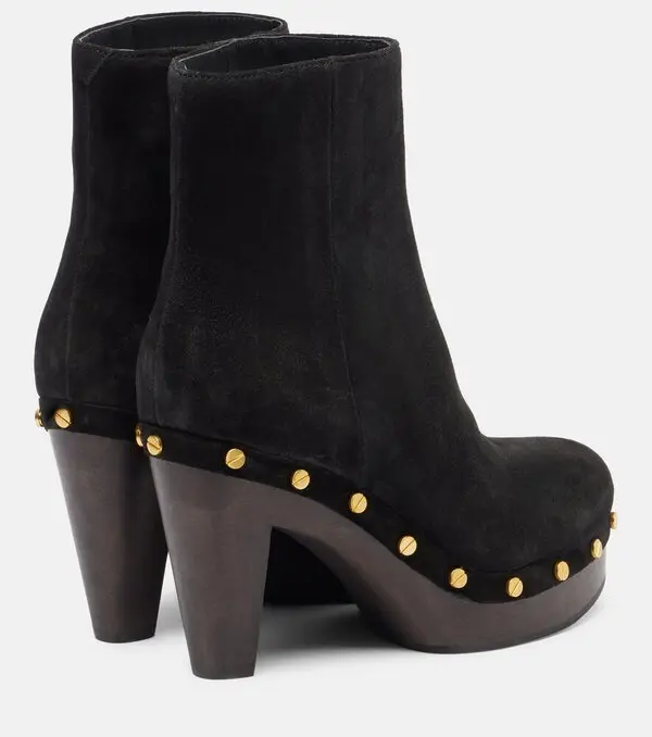 Veronica Beard Gavi Suede Ankle Boots With Gold-tone Studs
