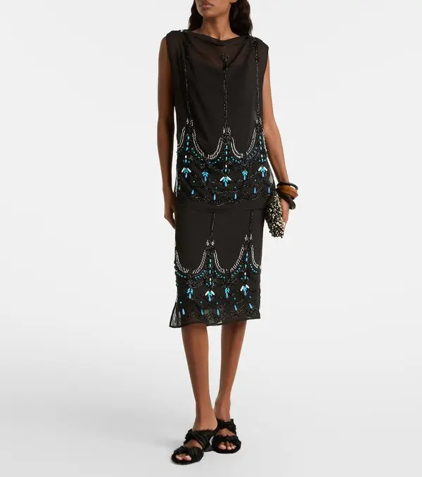 XU ZHI Beaded Jersey Top