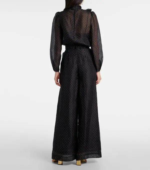 Zimmermann Polka-dot Linen And Silk Wide-leg Pants