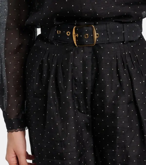 Zimmermann Polka-dot Linen And Silk Wide-leg Pants