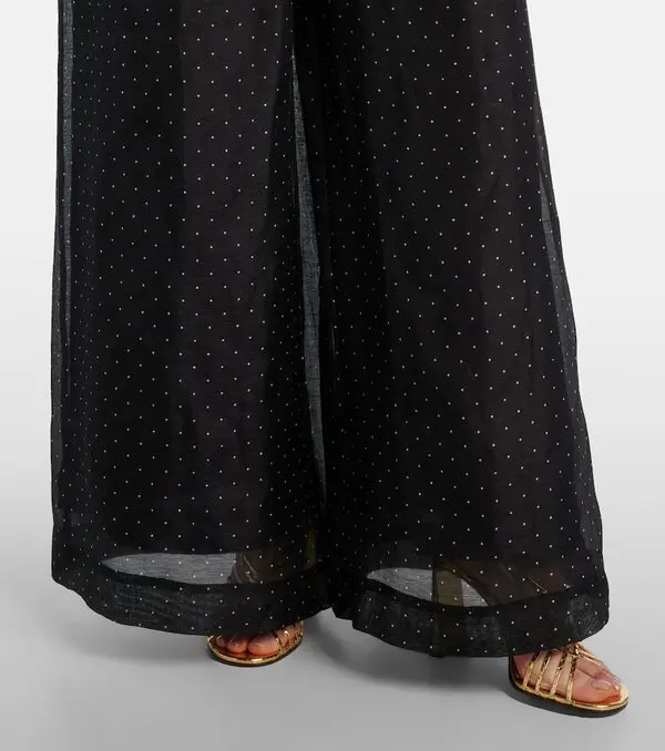Zimmermann Polka-dot Linen And Silk Wide-leg Pants