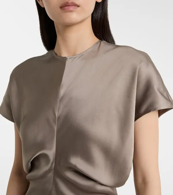 TOTEME Draped Satin Maxi Dress - Grey