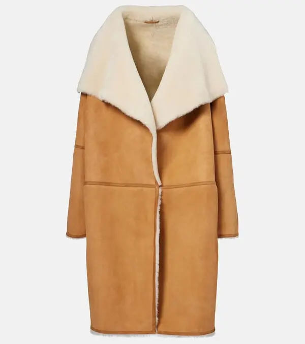 TOTEME Shearling-trimmed Suede Coat - Beige