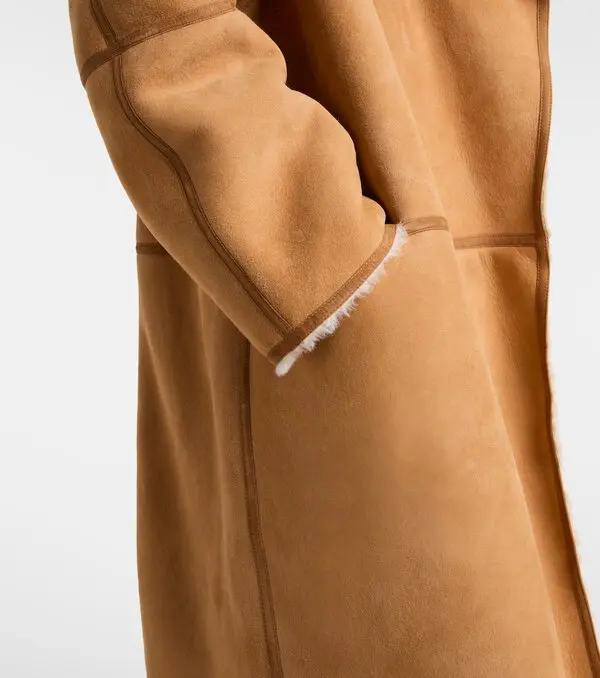 TOTEME Shearling-trimmed Suede Coat - Beige