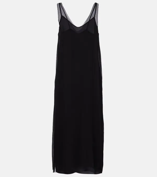 TOTEME Silk Chiffon Slip Dress - Black