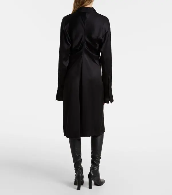 TOTEME Slouch Crêpe Satin Shirt Dress - Black