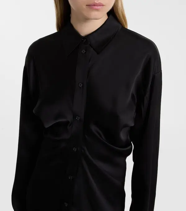 TOTEME Slouch Crêpe Satin Shirt Dress - Black