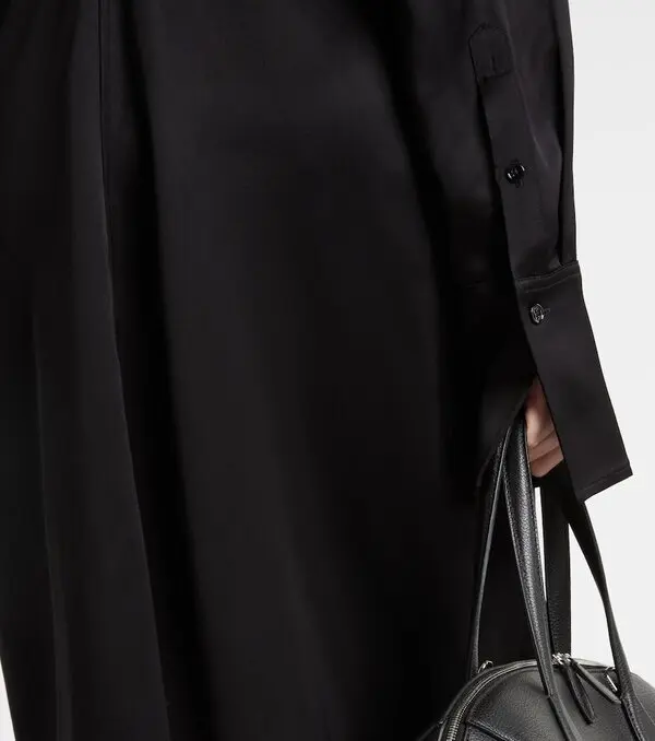 TOTEME Slouch Crêpe Satin Shirt Dress - Black