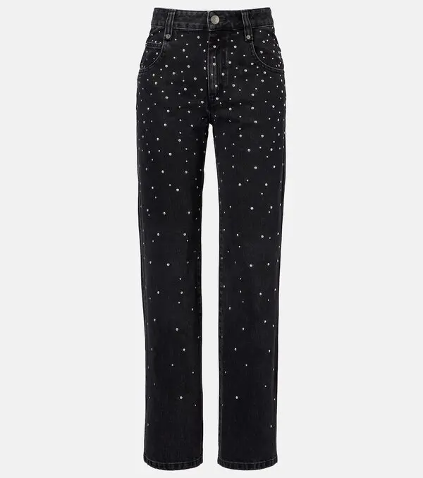 MARANT ETOILE Embellished Straight Jeans - Black