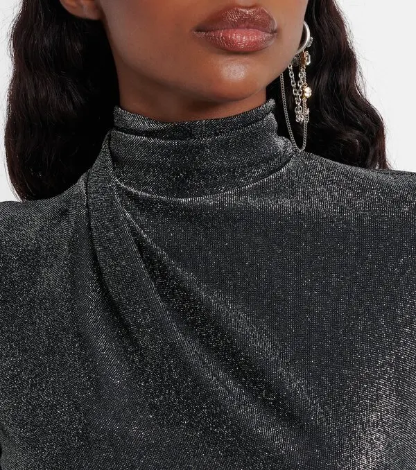 MARANT ETOILE Jenisa Draped Gathered Midi Dress - Silver