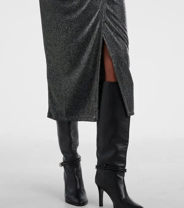 MARANT ETOILE Jenisa Draped Gathered Midi Dress - Silver