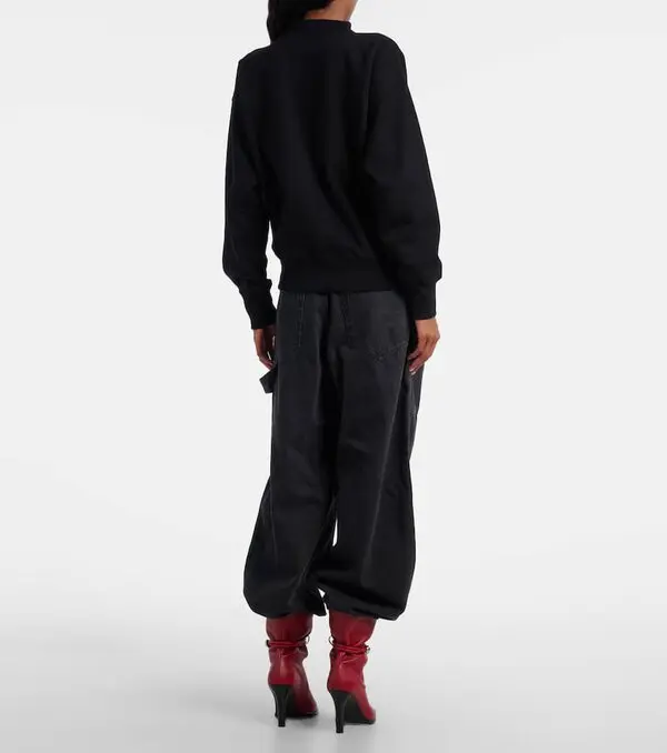 MARANT ETOILE Moby Logo Cotton-blend Fleece Sweatshirt - Black