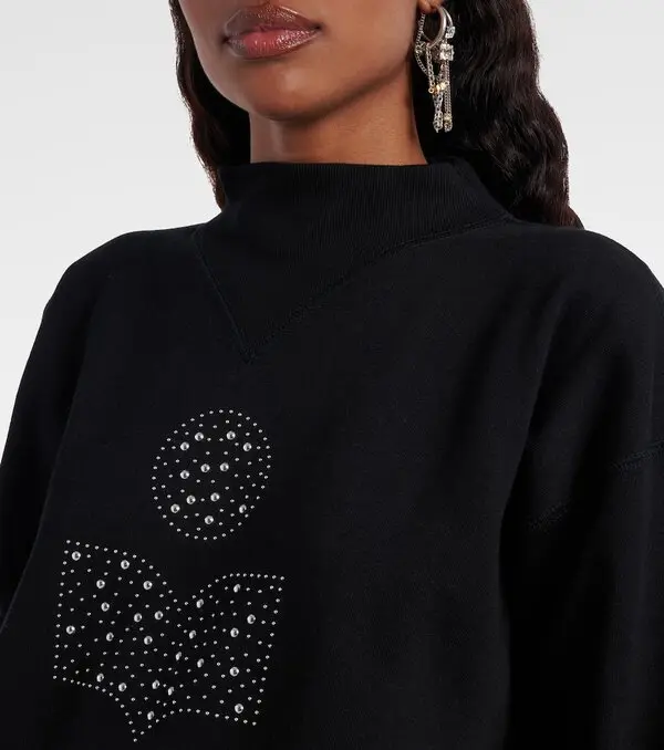 MARANT ETOILE Moby Logo Cotton-blend Fleece Sweatshirt - Black