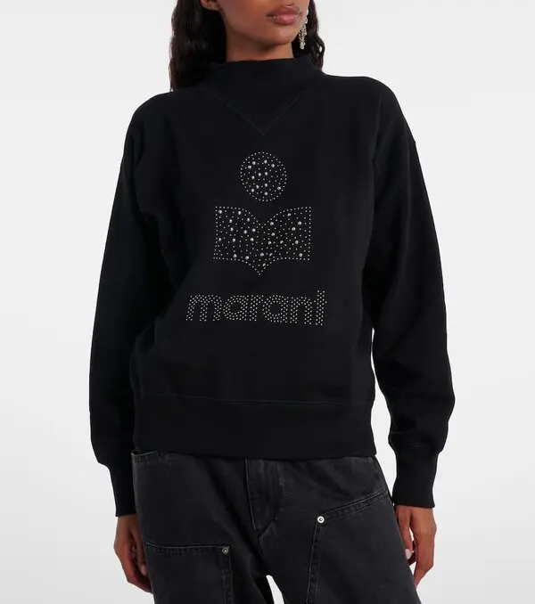 MARANT ETOILE Moby Logo Cotton-blend Fleece Sweatshirt - Black