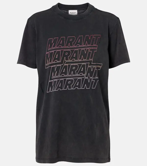 MARANT ETOILE Zoeline Printed Cotton Jersey T-shirt - Black