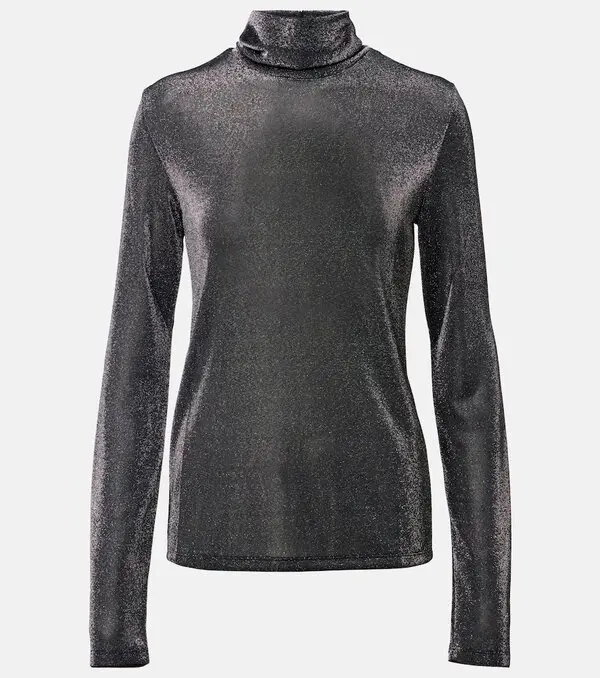 MARANT ETOILE Jadia Jersey Lamé Turtleneck Top - Silver