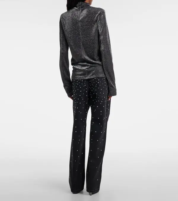 MARANT ETOILE Jadia Jersey Lamé Turtleneck Top