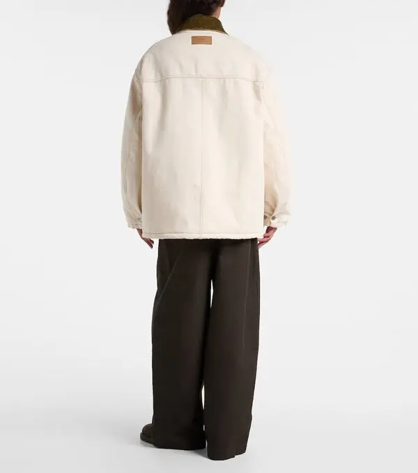 AMI Paris Corduroy-trimmed Cotton Twill Field Jacket - Beige