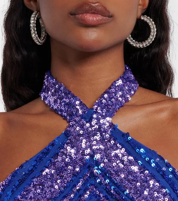 TALLER MARMO Nina Fringed Sequined Maxi Dress