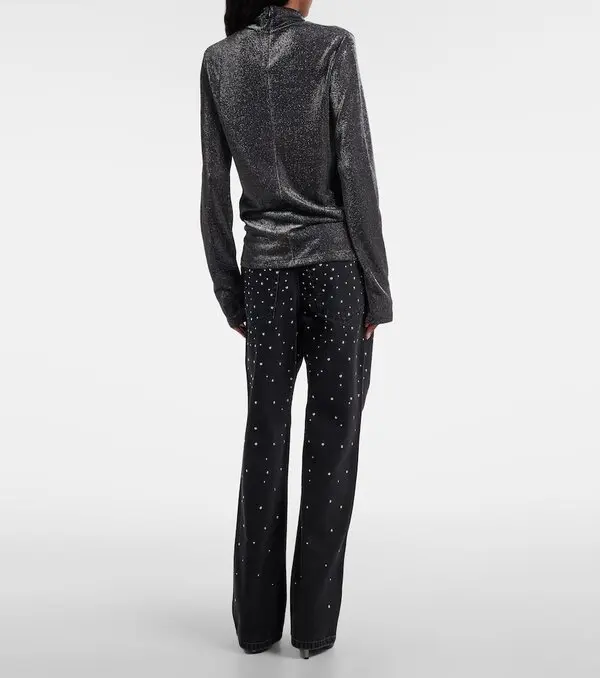MARANT ETOILE Jadia Jersey Lame Turtleneck Top