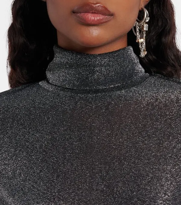 MARANT ETOILE Jadia Jersey Lame Turtleneck Top