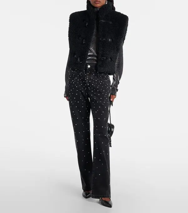 MARANT ETOILE Jadia Jersey Lame Turtleneck Top