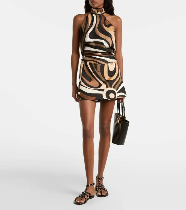 Emilio Pucci Marmo Silk Satin Miniskirt
