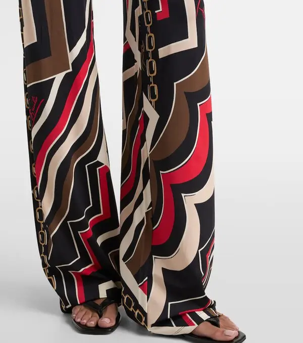 Emilio Pucci Printed Jersey Satin Straight Pants