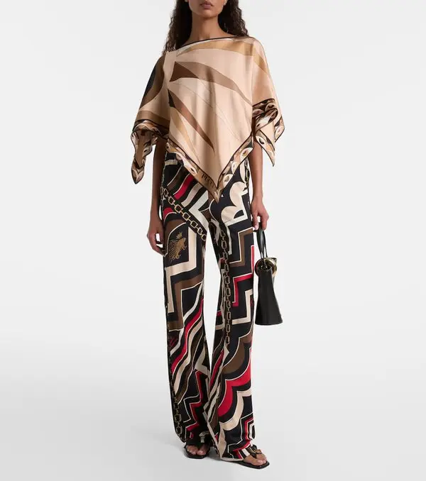 Emilio Pucci Printed Jersey Satin Straight Pants