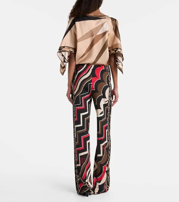 Emilio Pucci Printed Jersey Satin Straight Pants