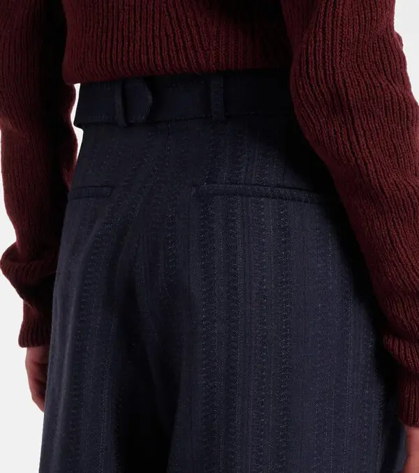 Dries Van Noten Belted Wool Wide-leg Trousers