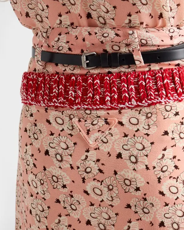 Prada Floral Print Georgette Pencil Skirt