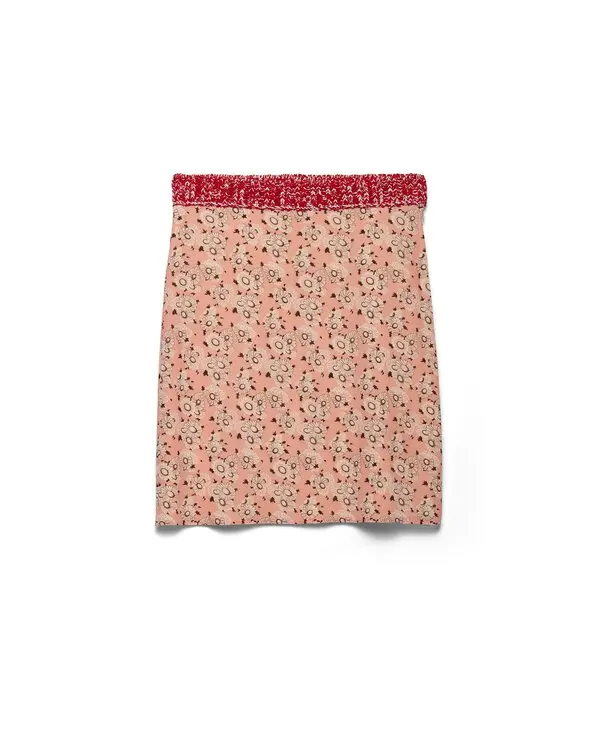 Prada Floral Print Georgette Pencil Skirt - Pink