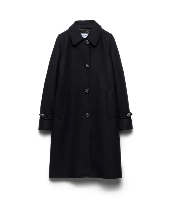 Prada Single-breasted Loden Coat - Blue