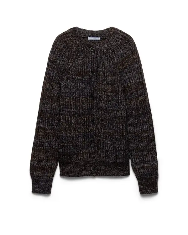 Prada Mouliné Wool Cardigan - Brown