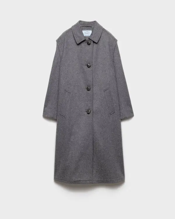 Prada Single-breasted Loden Cloth Coat