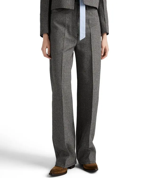 Prada Prince Of Wales Check Mouliné Wool Pants - Grey