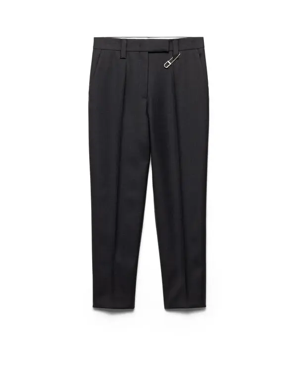 Prada Wool Gabardine Straight Leg Pants - Grey