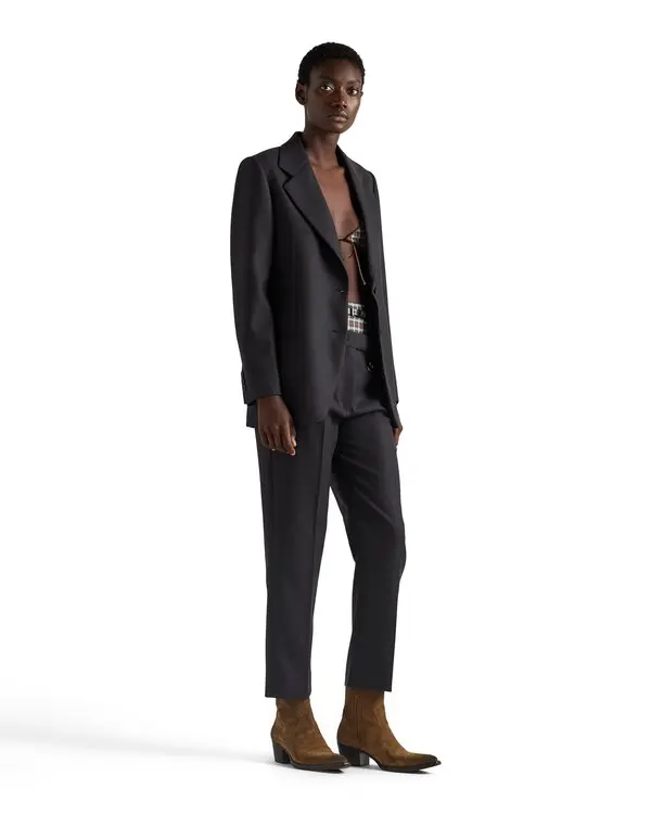 Prada Wool Gabardine Pants With Pin - Grey