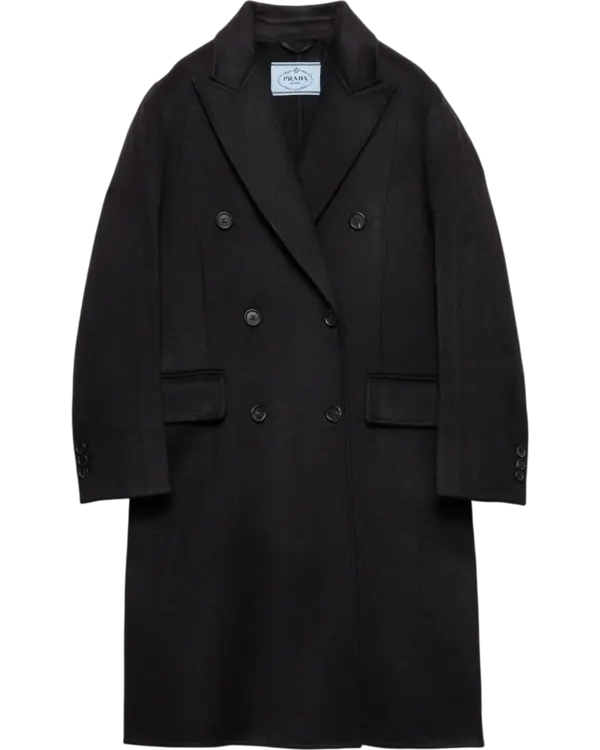 Prada Double Cashwool Double-breasted Coat - Black
