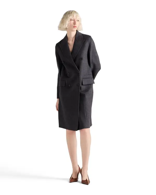Prada Double Cashwool Double-breasted Coat - Grey