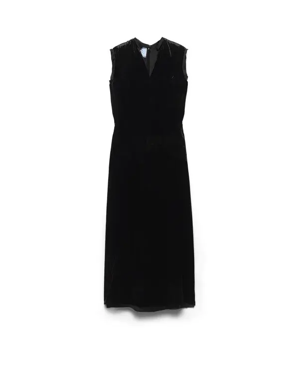 Prada Crushed Velvet Flared Fit Dress