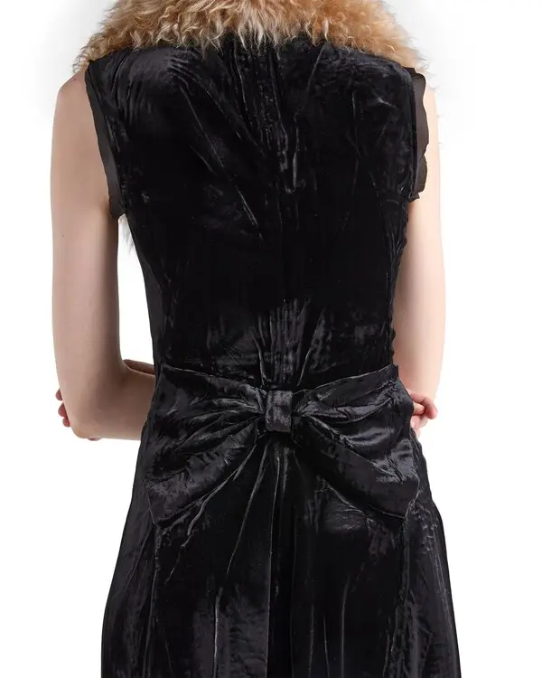 Prada Crushed Velvet Flared Fit Dress