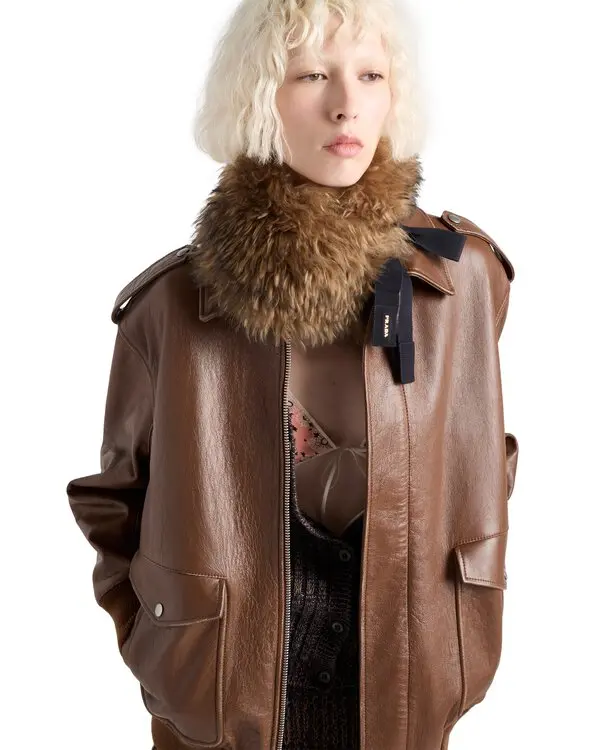 Prada Nappa Leather Bomber Jacket